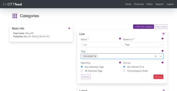 Add Livestream to Your Roku Channel - OTTfeed Help Center
